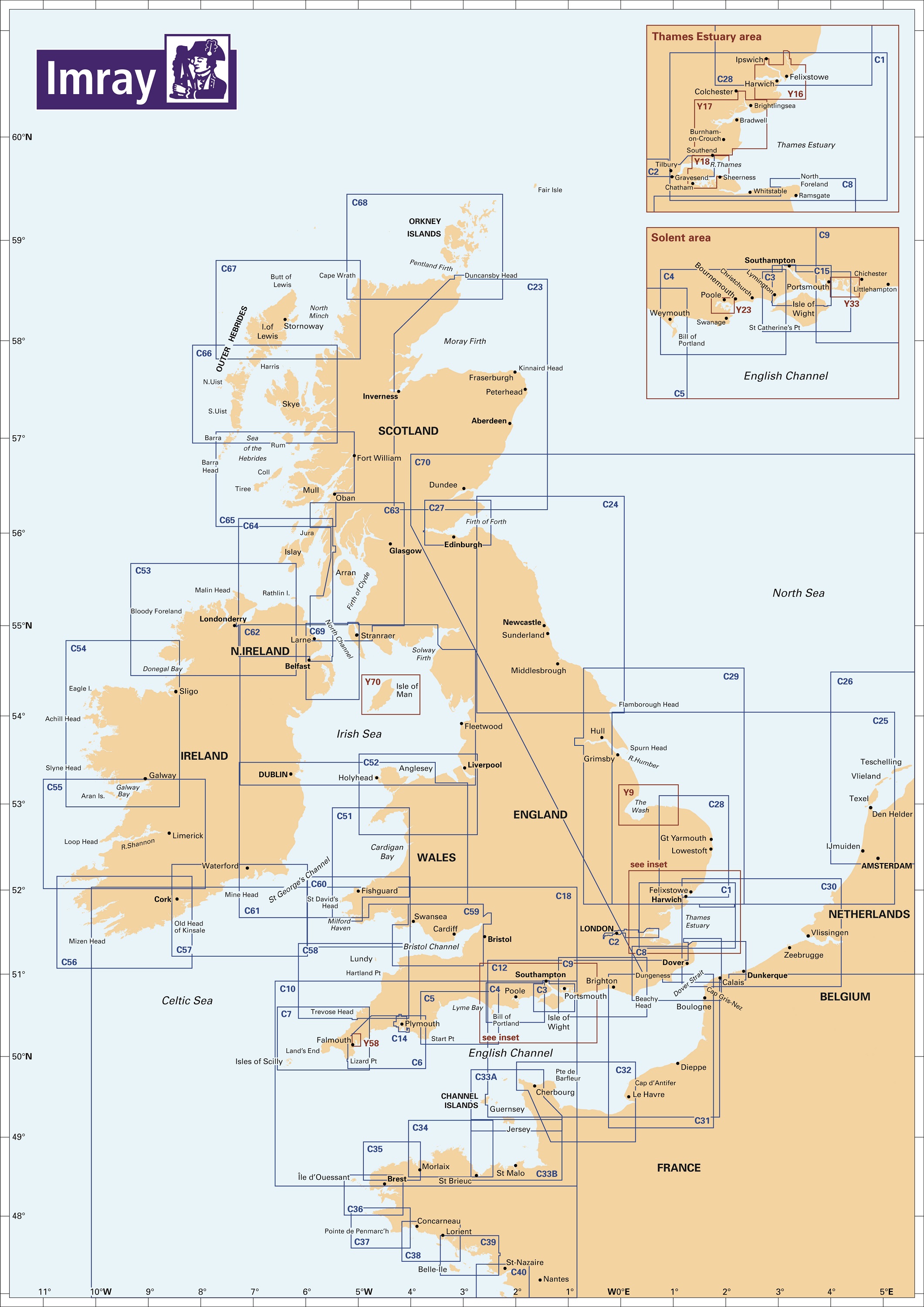 Imray C Series Nautical Charts - British Isle & N.W. Europe - Marine ...