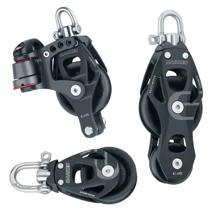 Sailing Boat 45mm Aluminum Element Fiddle Block - Swivel Harken Cam Cleat