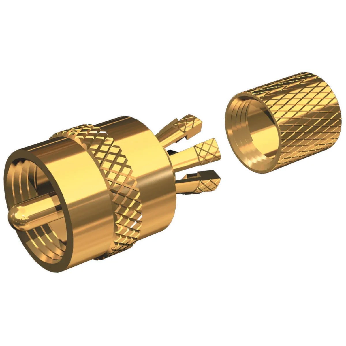Centerpin Solderless PL259 Connector, RG8X or RG58/AU - Gold