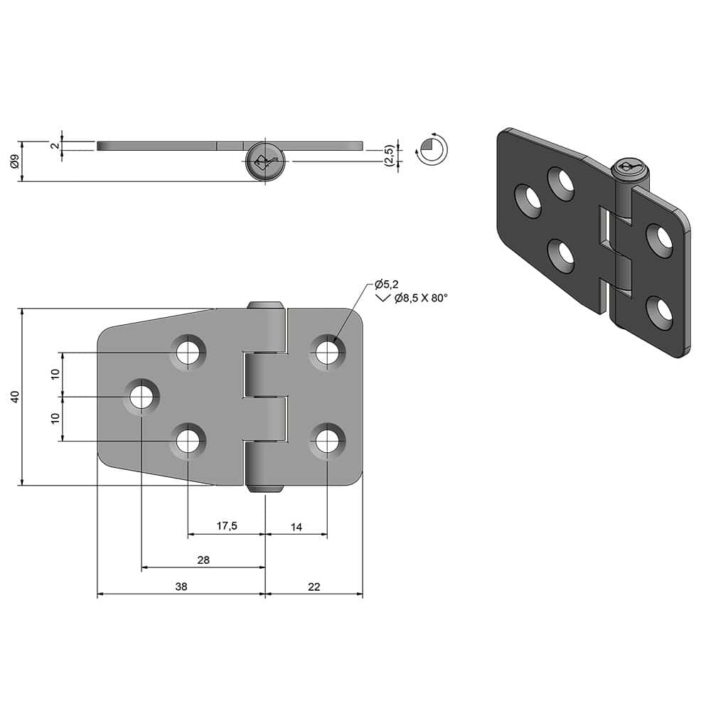 Roca Marine Reversed Hinge 40x60