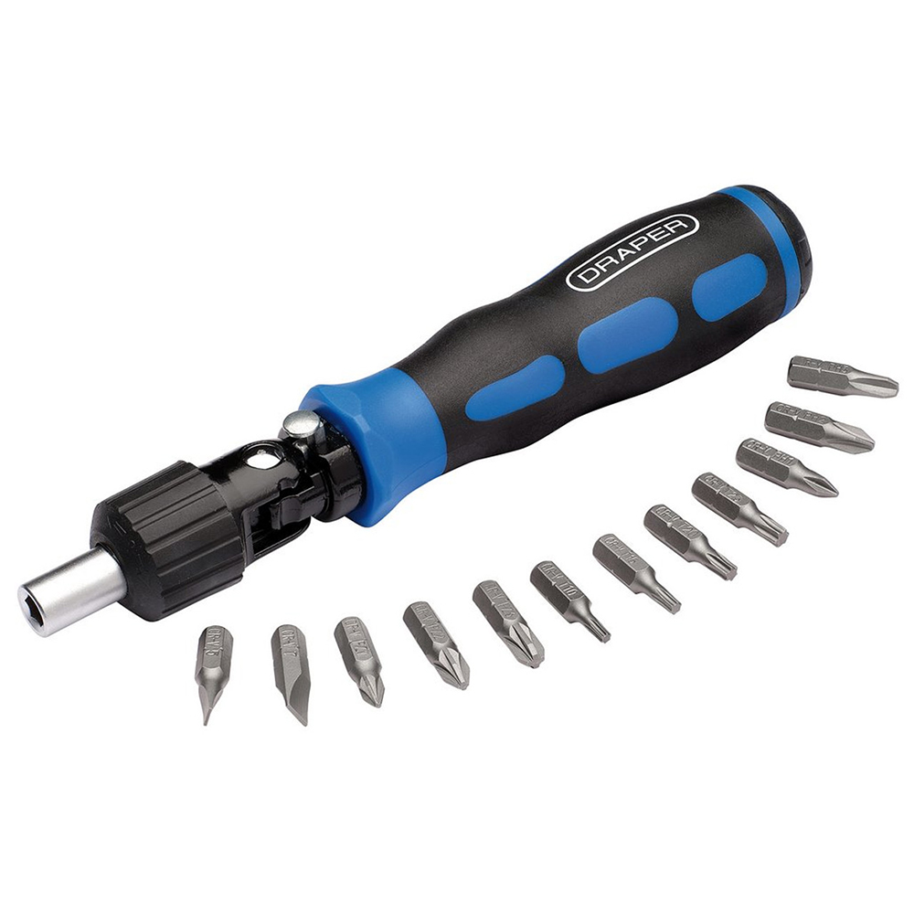 Draper Ratchet Screwdriver and Bit Set (13 Piece)