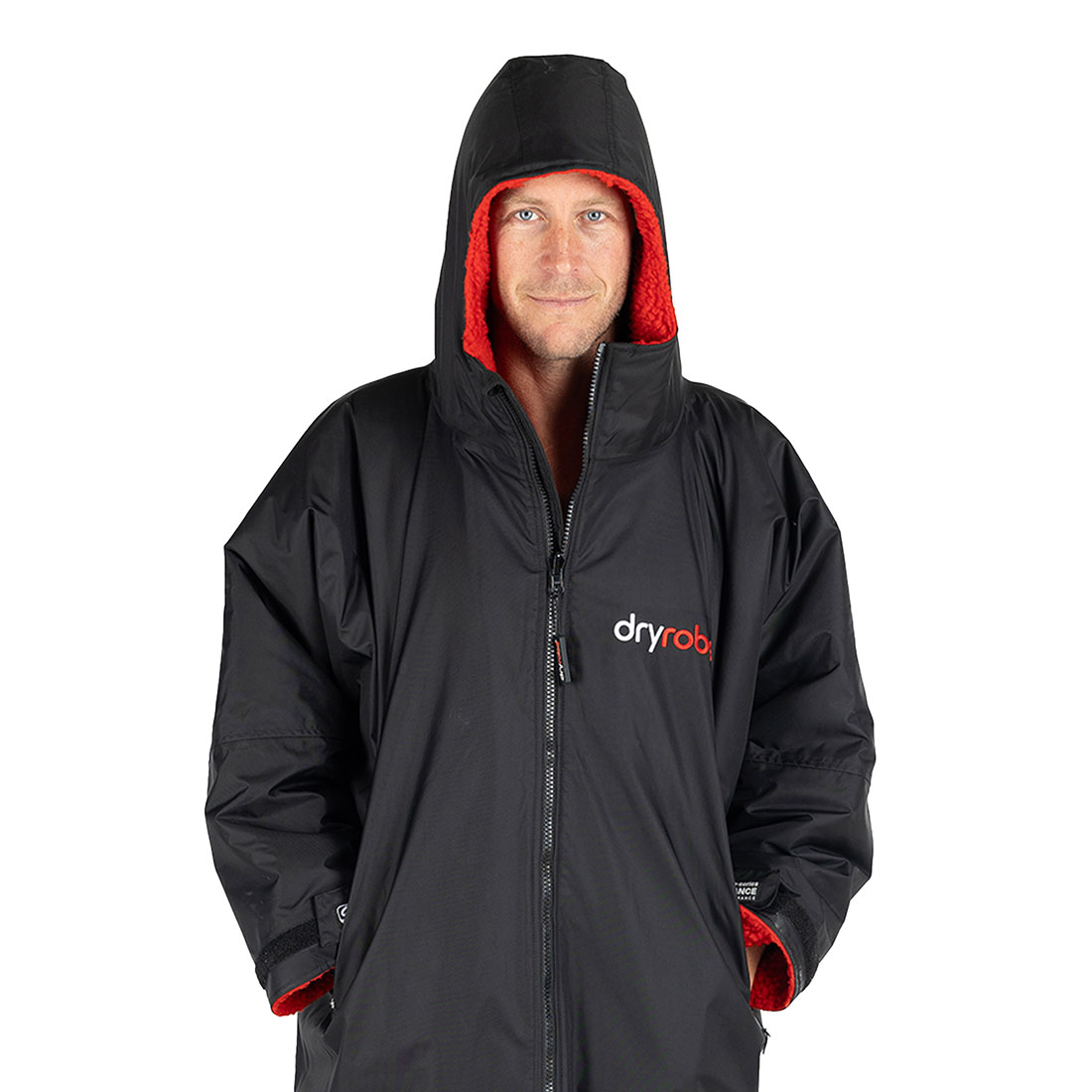 Dryrobe Advance Longsleeve Changing Robe - Black / Red