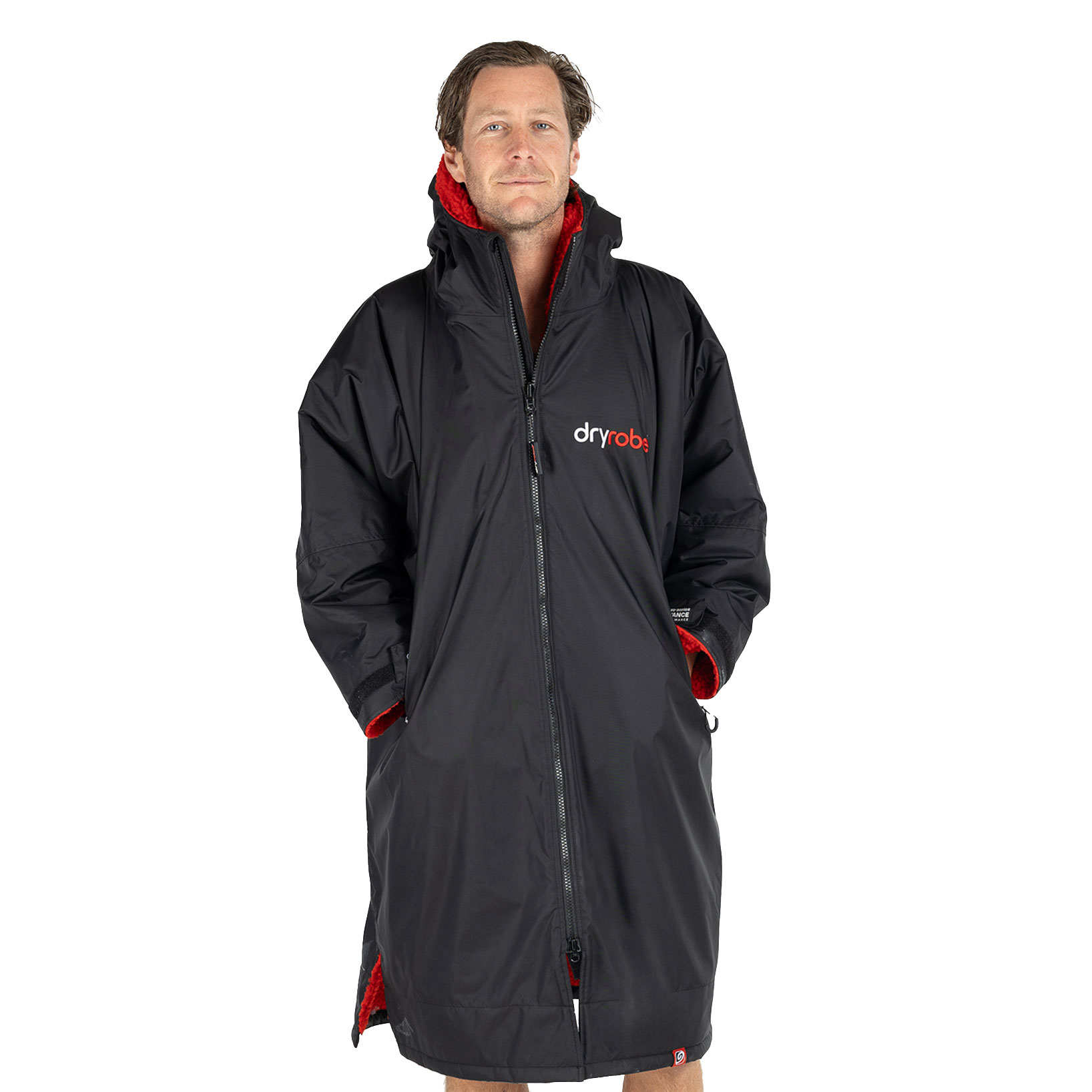 Dryrobe Advance Longsleeve Changing Robe - Black / Red